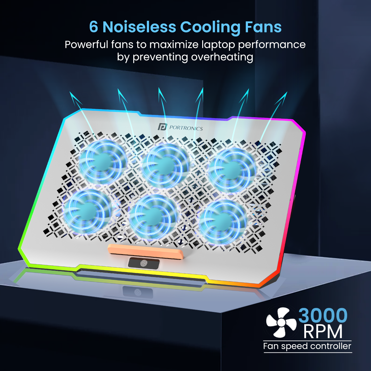 Shop Portronics My Buddy Air Pro Laptop Cooling Pad with 6 Cooling Fans