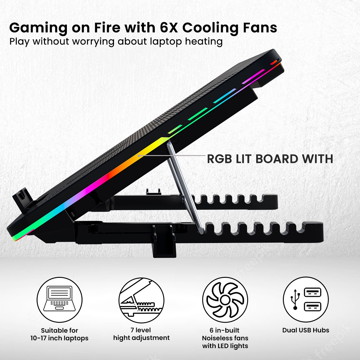 Portronics My Buddy Air Cooling Pad With 6 X Cooling Fans