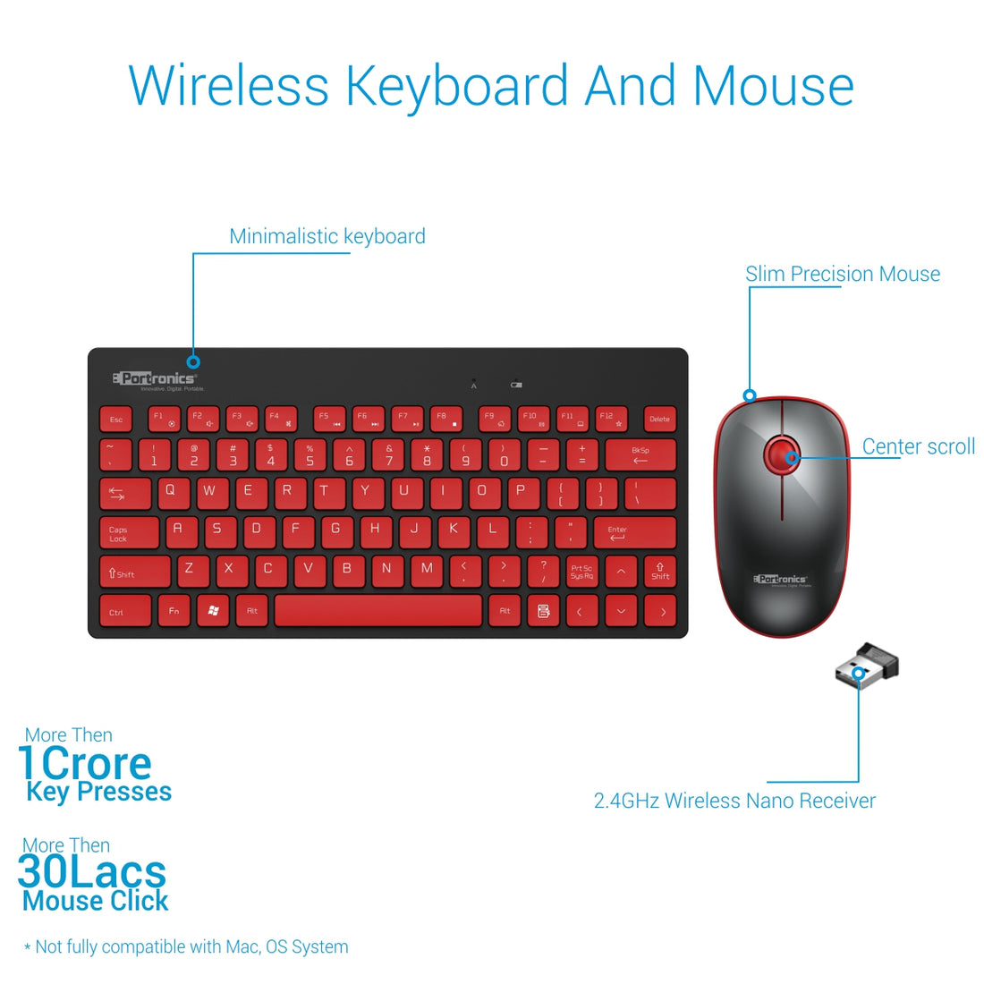 Buy Portronics Key2 Combo Multimedia Wireless Keyboard and Mouse Combo