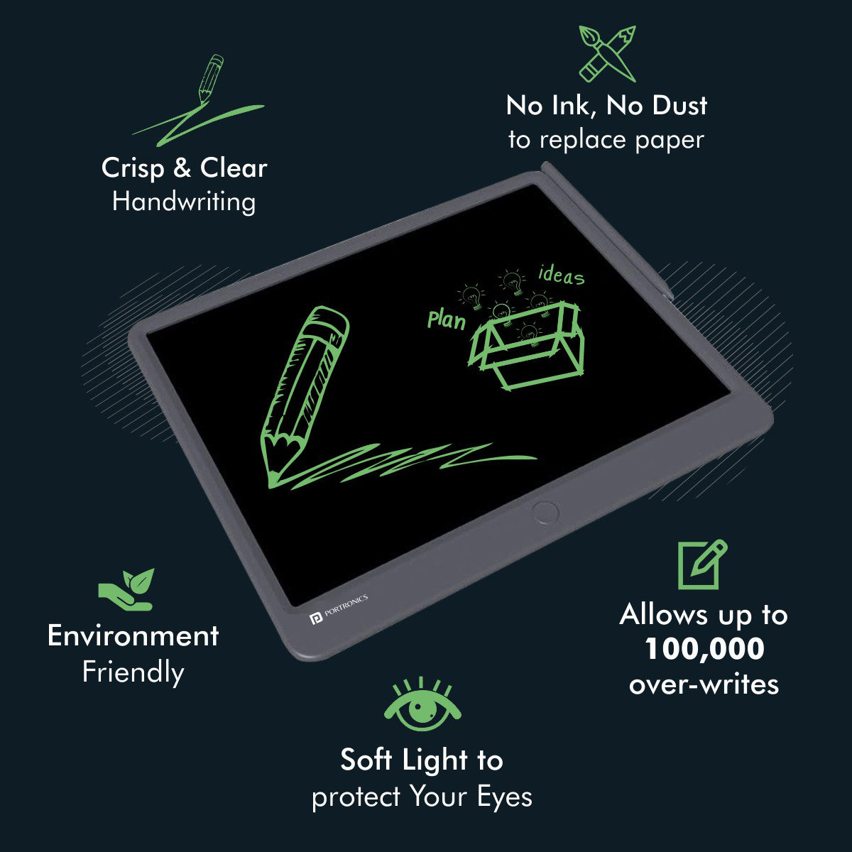 Portronics Ruffpad15: LCD Writing Tablet/Notepad With Stylus