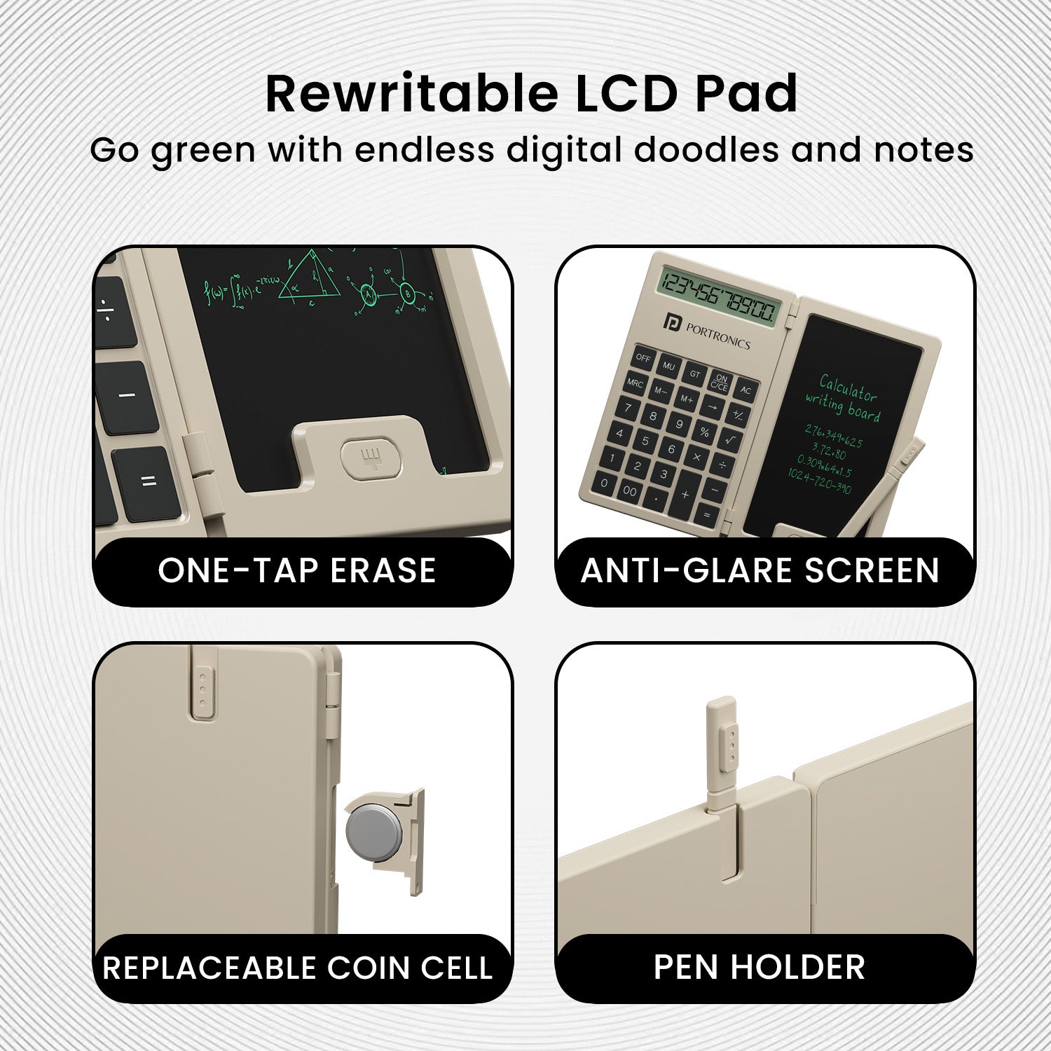 Shop Portronics Ruffpad Calc Mini Digital Calculator with LCD writing pad