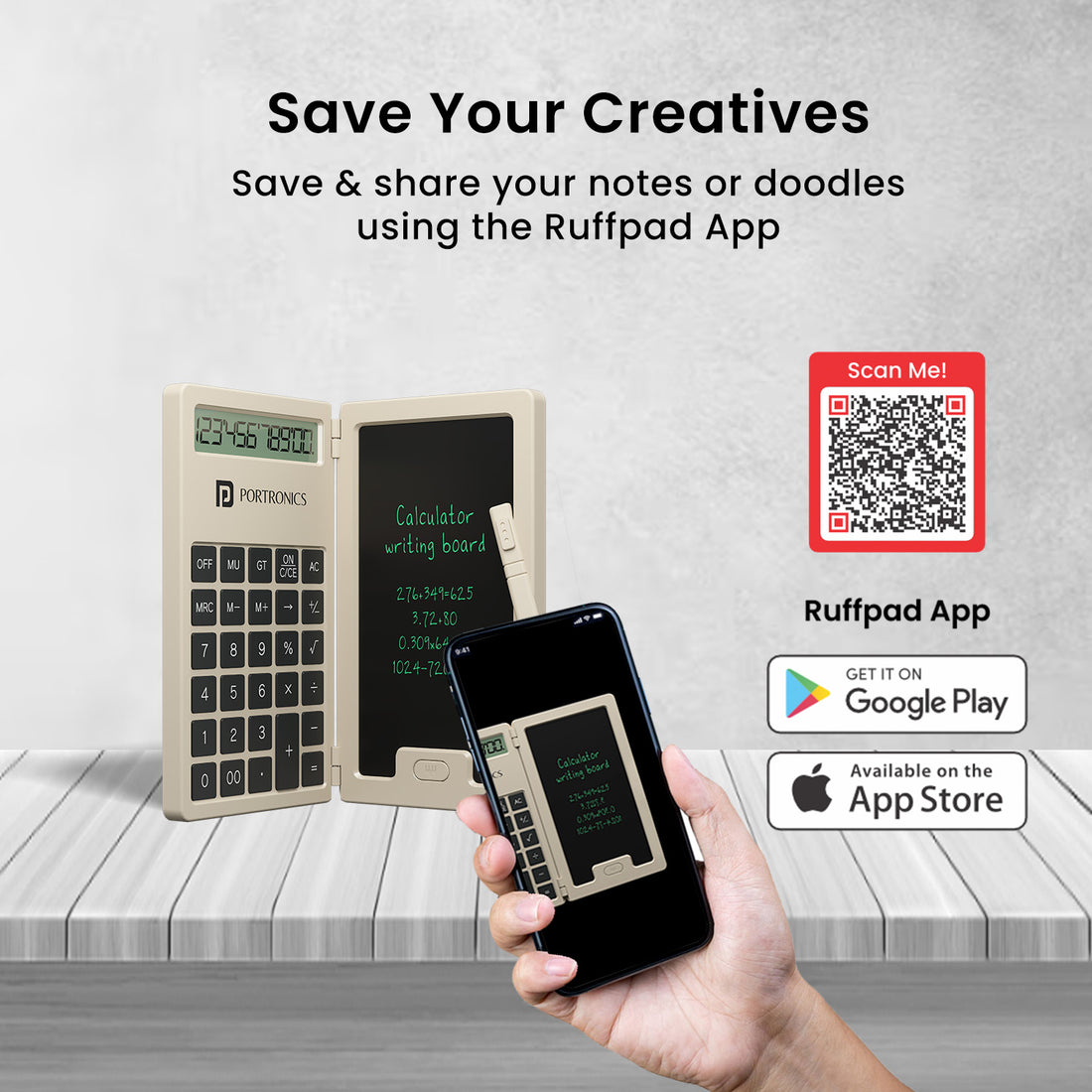 Shop Portronics Ruffpad Calc Mini Digital Calculator with LCD writing pad