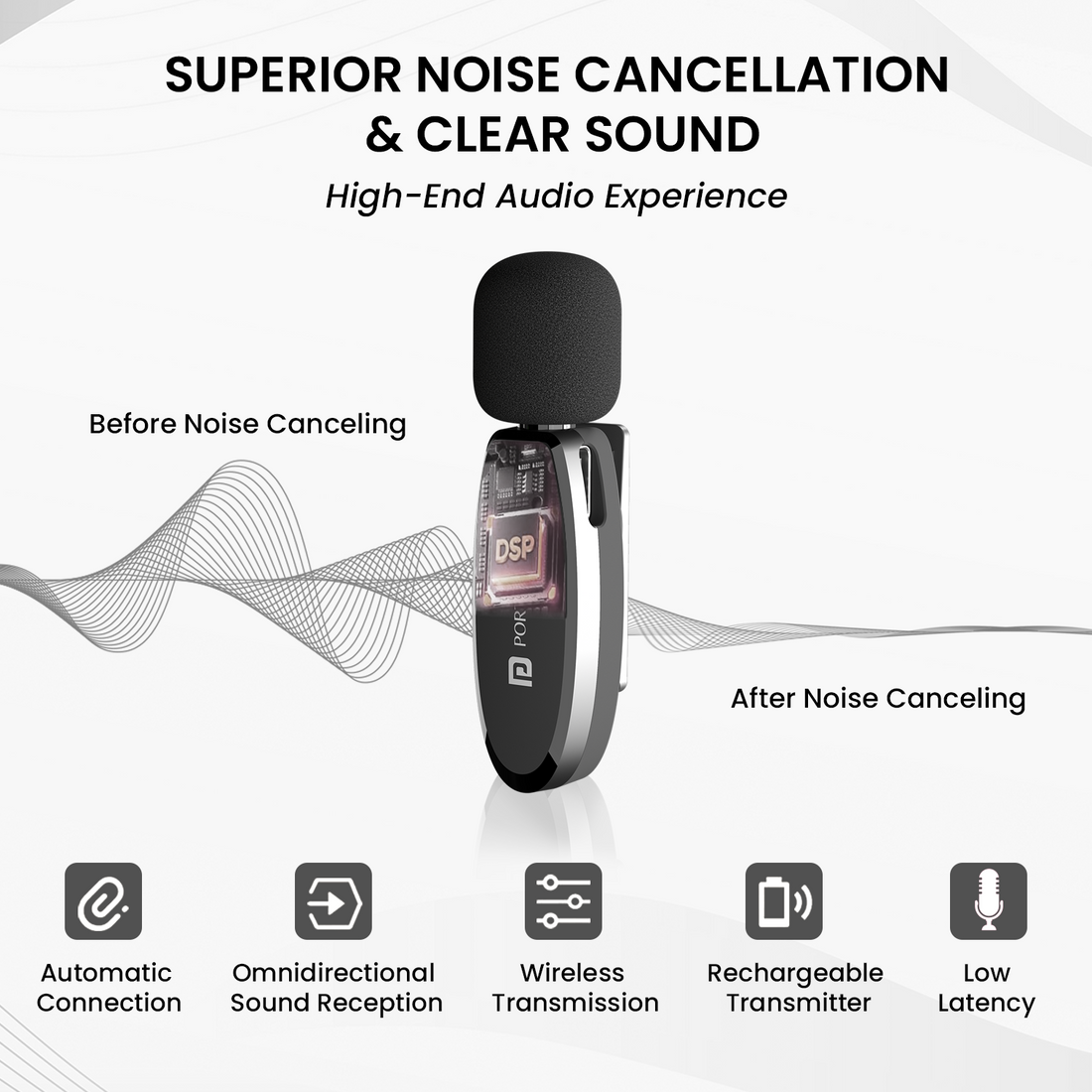 Shop Portronics Vlogmate Wireless Microphone With 360° Audio Capture