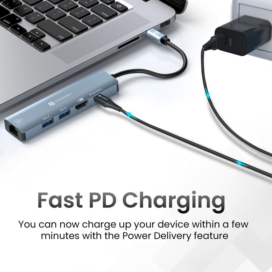 Shop Portronics Mport 51 5-in-1 Type-C multi USB Port at Discount