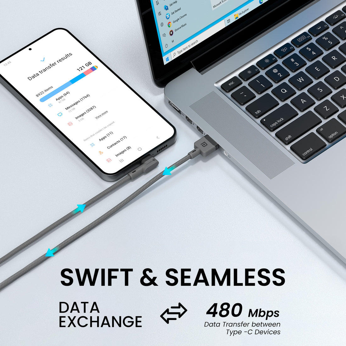 Portronics Konnect L Type C Cable with charging & Data sync function