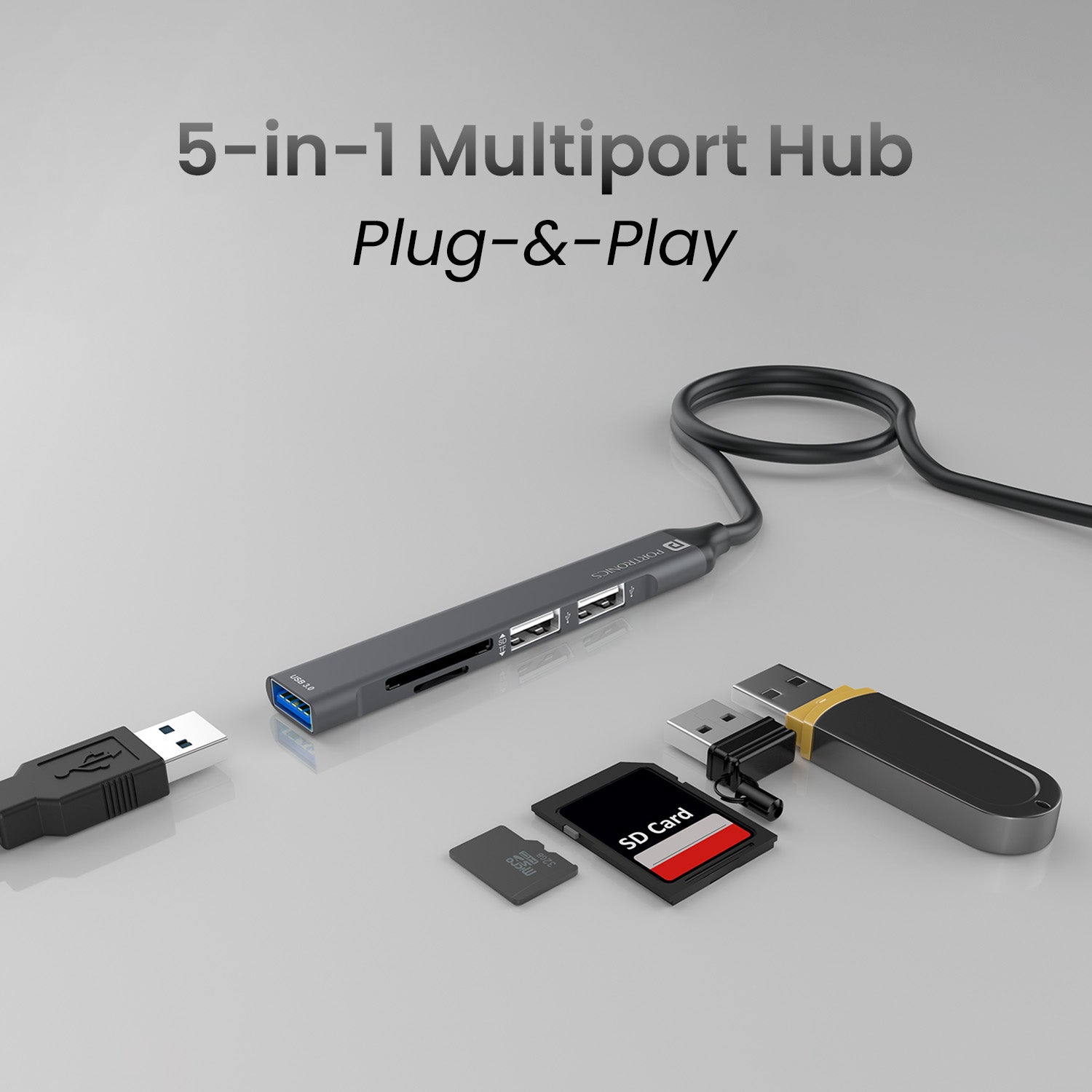 Introducing the Portronics Mport 31 Plus, a 5-in-1 USB Hub. This ...
