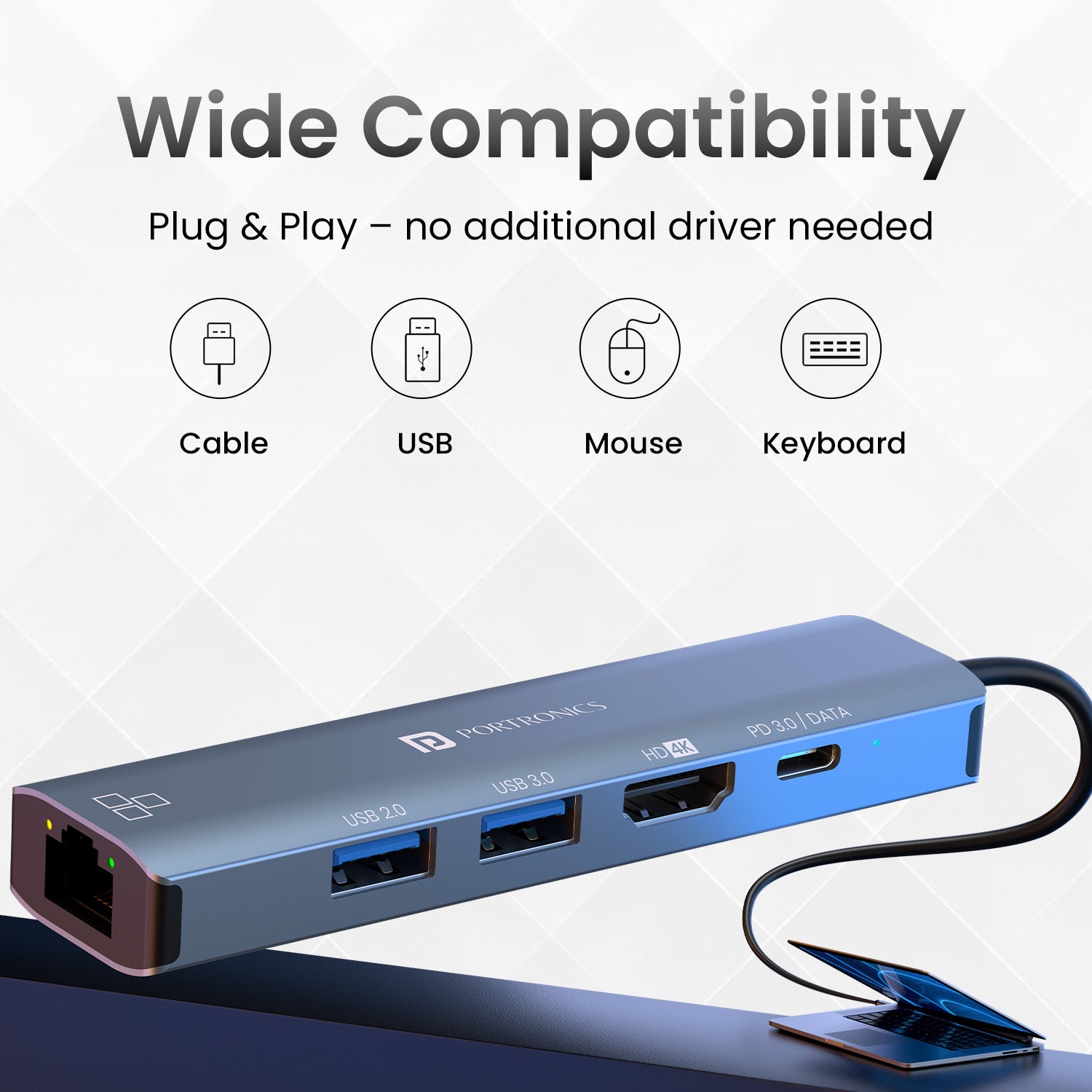 Shop Portronics Mport 51 5-in-1 Type-C multi USB Port at Discount