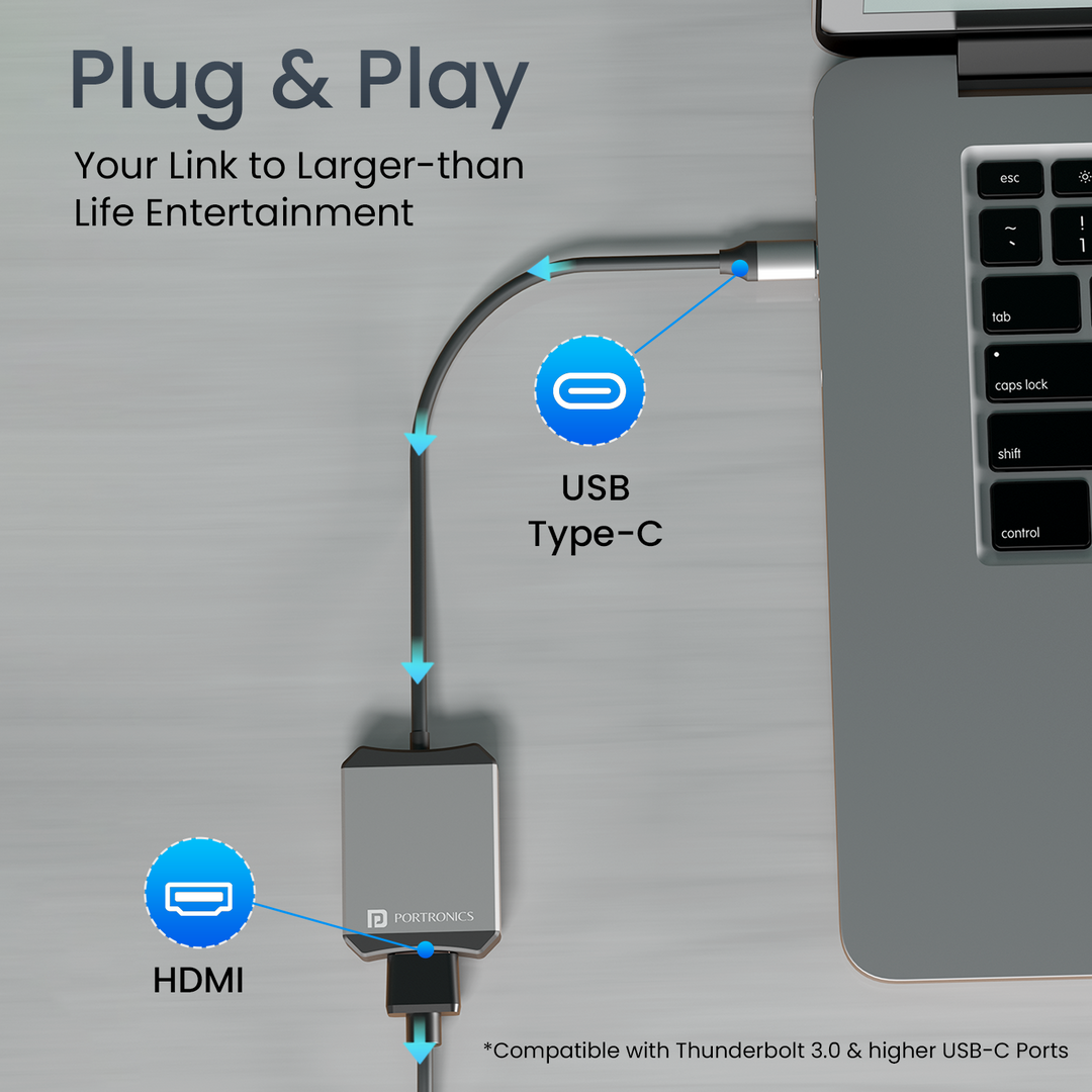 Shop Portronics New Mport X Type-C to HDMI Adapter USB HUB
