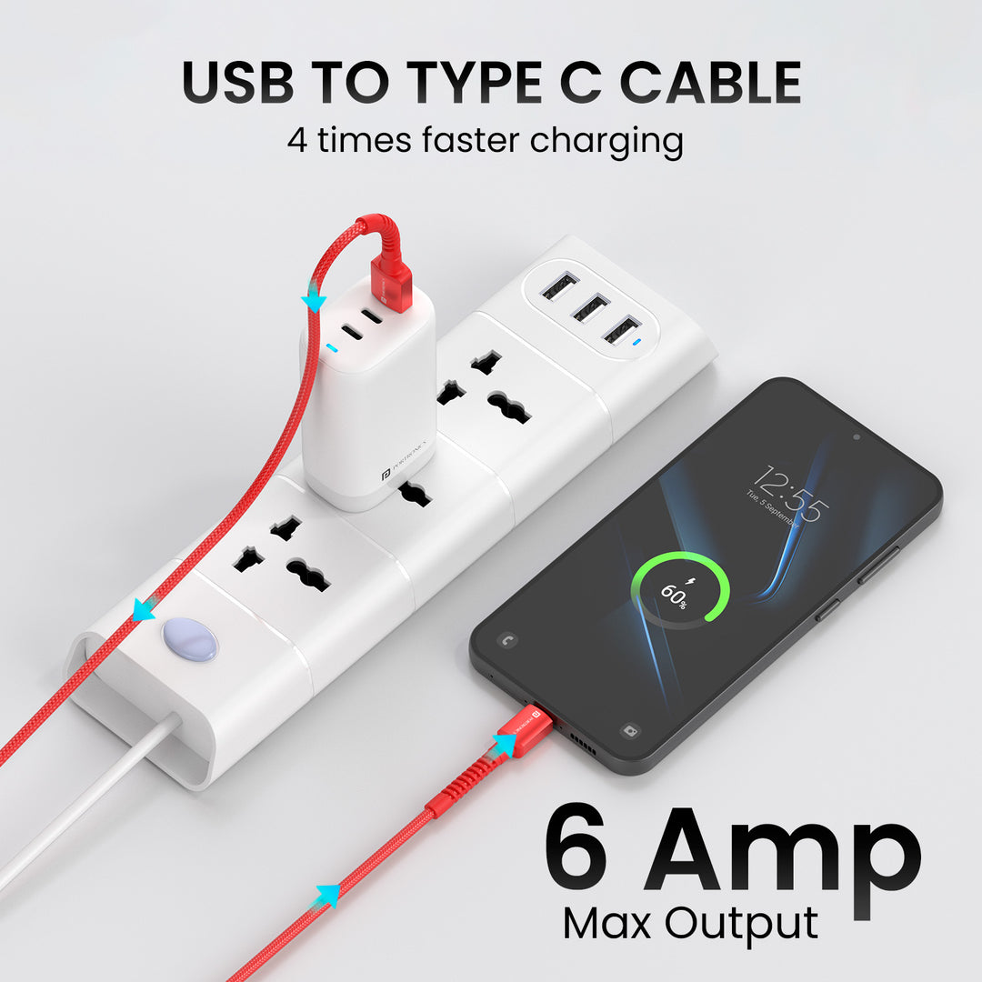 Portronics Konnect X Unbreakable Nylon Braided USB A to Type C Cable ...