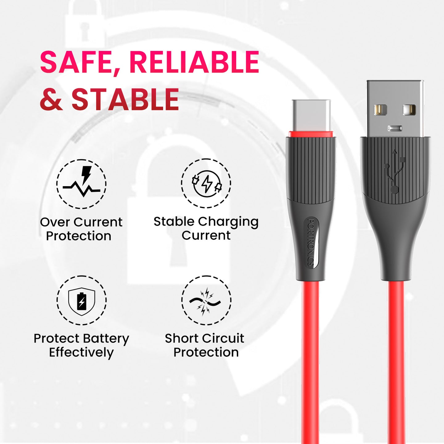 Portronics Silklink 3A USB to Type C Fast charging Cable for Type C ...