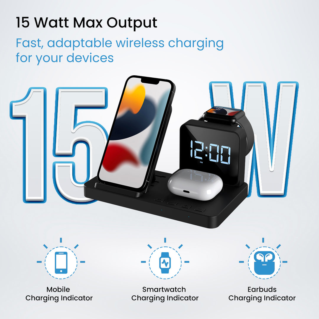 Buy Portronics Bella 3-in-1 Wireless Charger With Alarm Clock