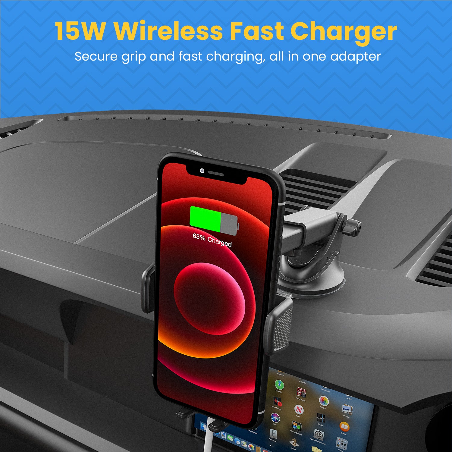 Buy Portronics Charge Clamp 3 Phone Holder With Wireless car charger