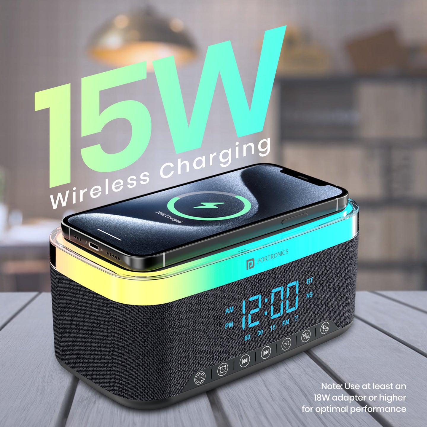Shop TriFusion 16W Bluetooth Speaker With Wireless Charging – Portronics