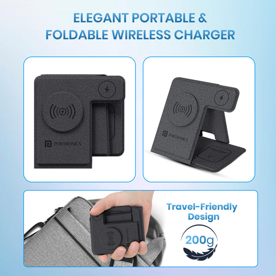 Portronics Freedom Fold 3, 15 W 3 in 1 Foldable MagSafe Compatible ...