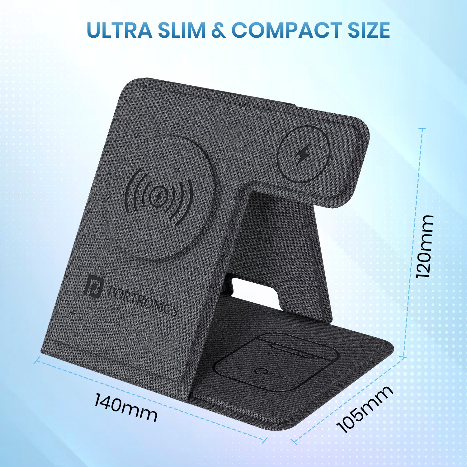 Portronics Freedom Fold 3, 15 W 3 in 1 Foldable MagSafe Compatible ...