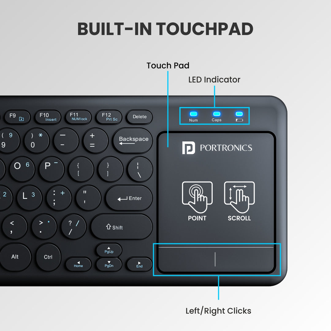 Portronics Bubble Pro Wireless Keyboard with Touchpad
