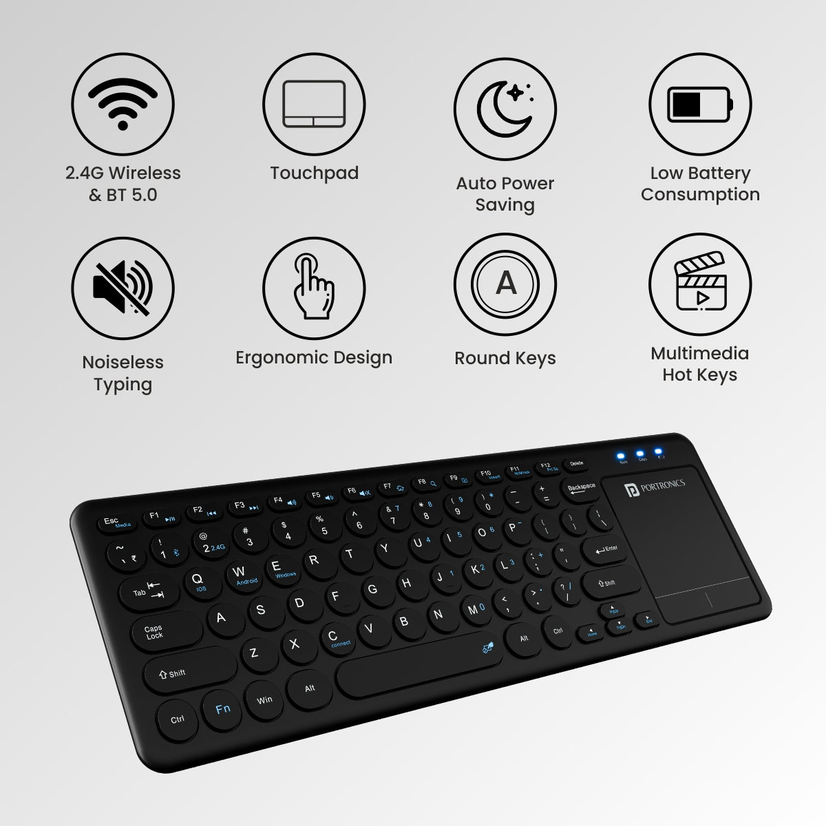 Portronics Bubble Pro Wireless Keyboard with Touchpad