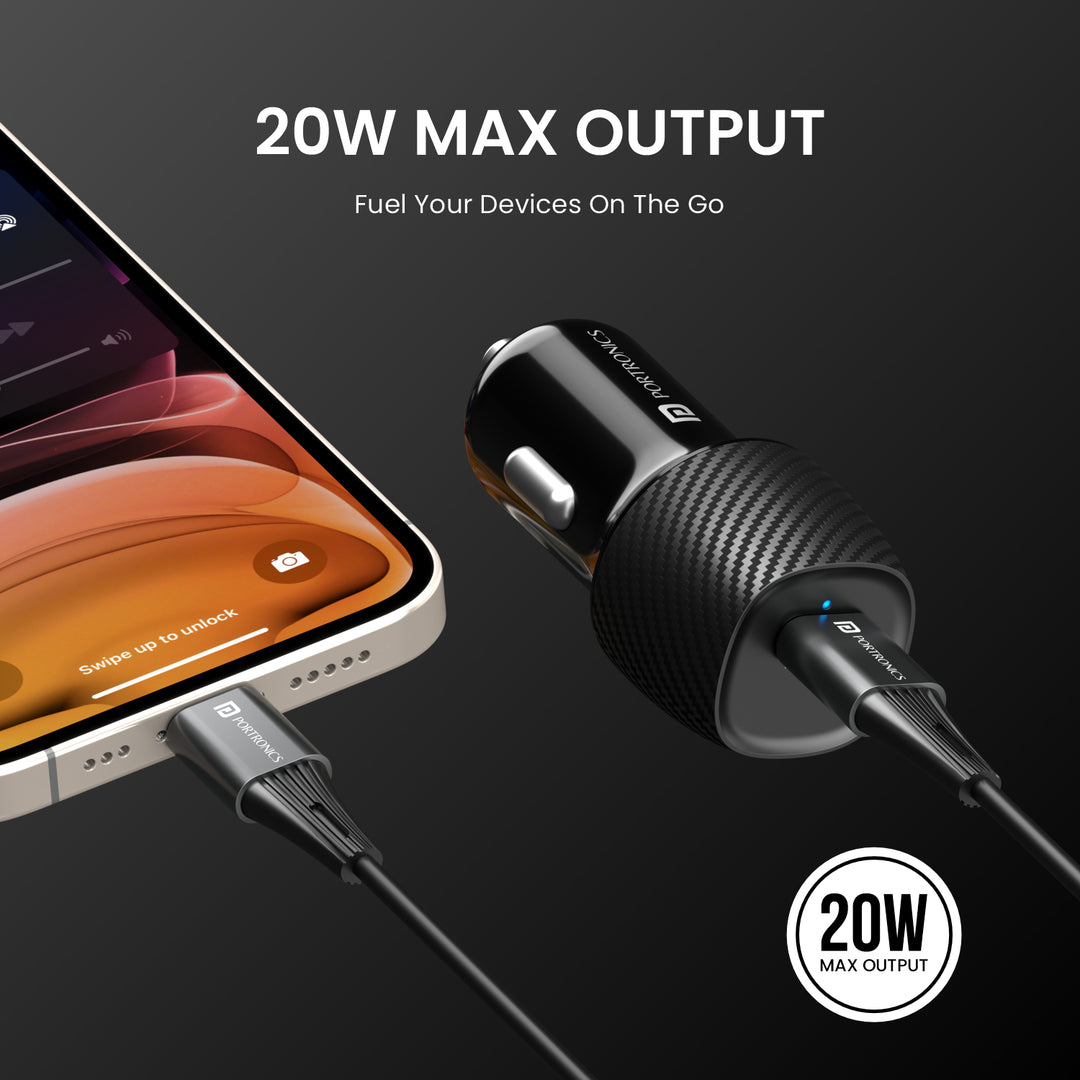 Buy Portronics Car Power 18 - Fast Charging Dual Port USB Car Charger