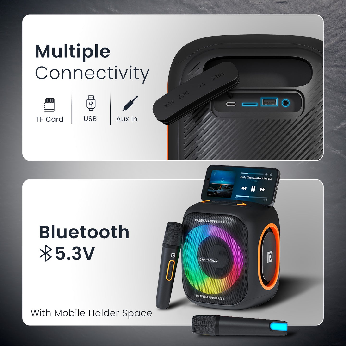 Portronics Dash 10 Wireless Party Speaker with Karaoke Mic