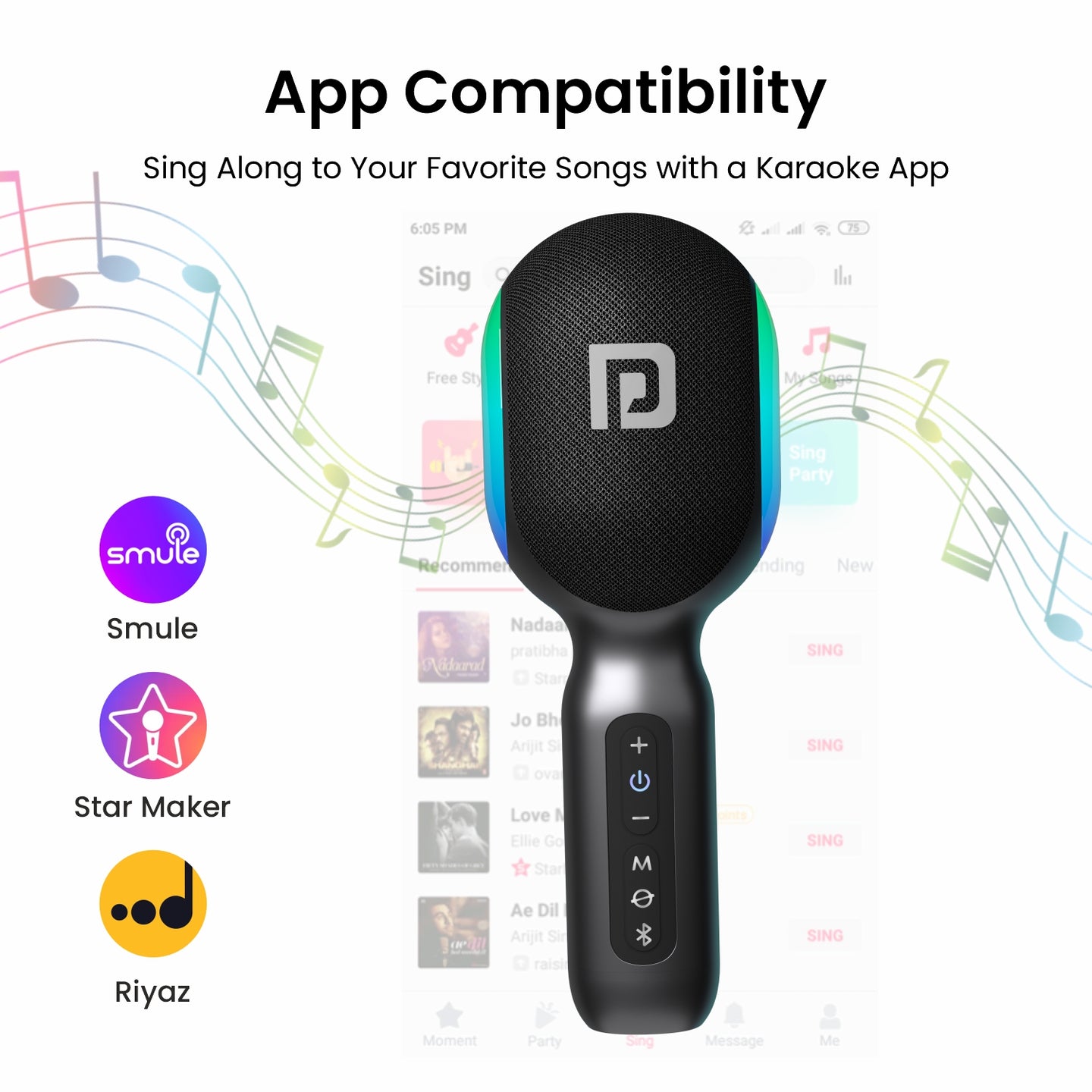 Buy Portronics Dash 2 5-in-1 Portable Wireless Karaoke Microphone With ...