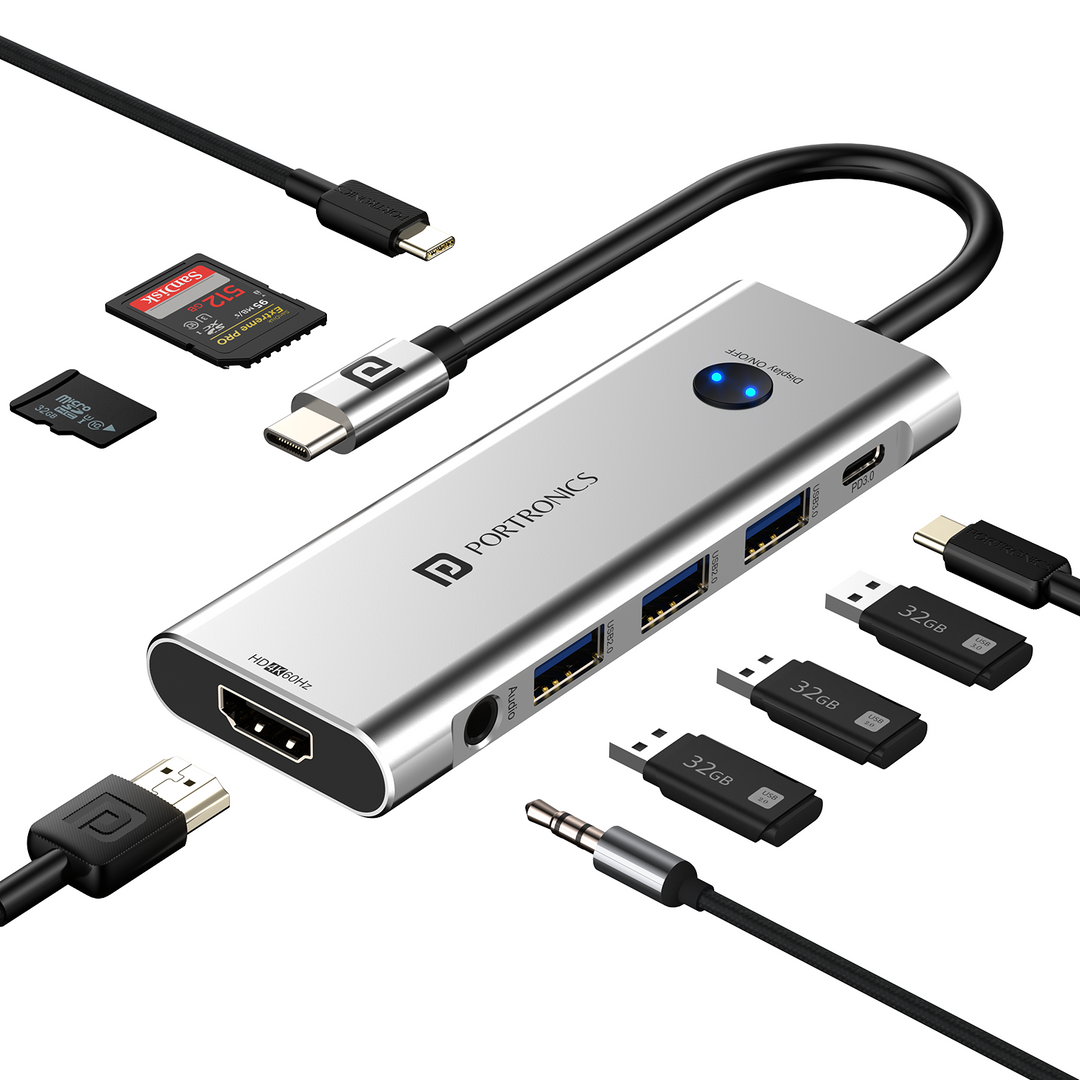 Buy Portronics Latest Mport One 9-in-1 USB Hub With HDMI Port