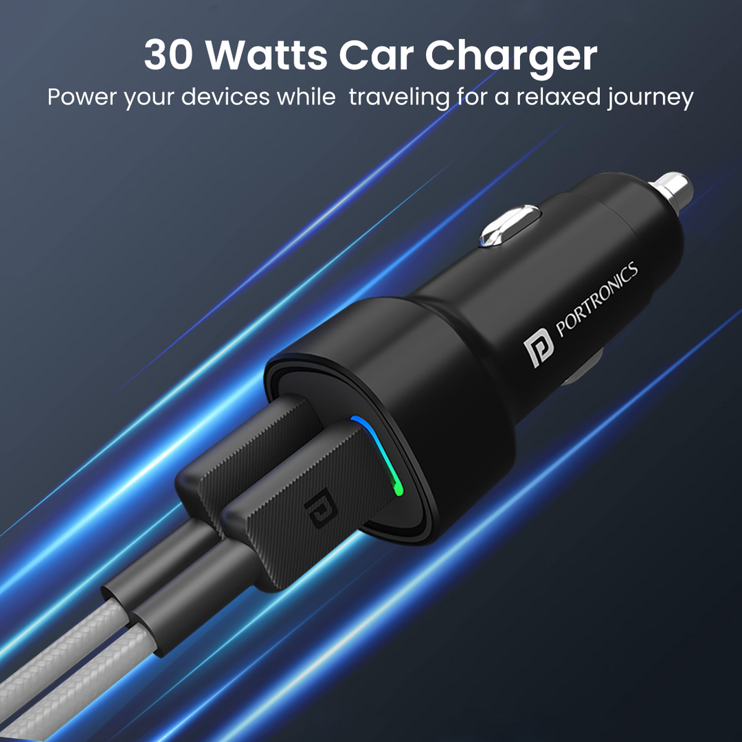 Buy Portronics Car Power 30 30w Fast Car Charger With Dual Ports