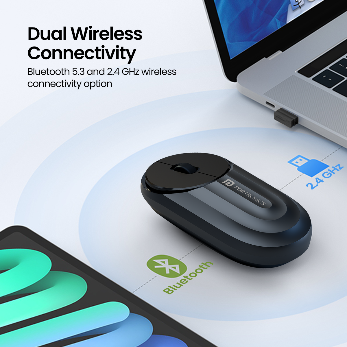 Shop Portronics Toad 6 Wireless Mouse With Dual Connectivity