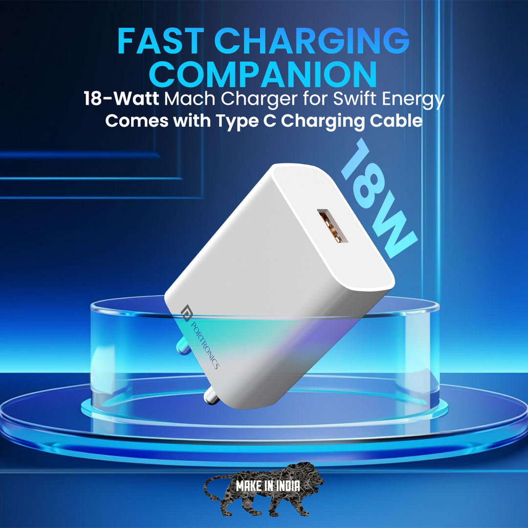 Buy Portronics Adapto One Pro 18w USB Port Charger With Type-C