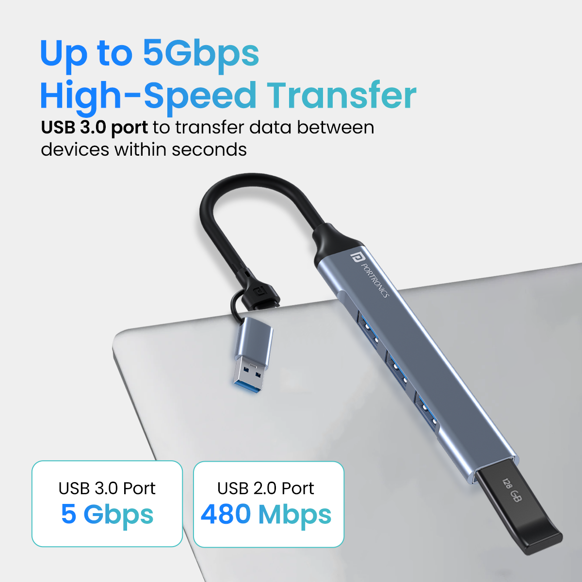Shop Portronics New Mport 31 Pro 4-in-1 USB Hub for Your Gadget