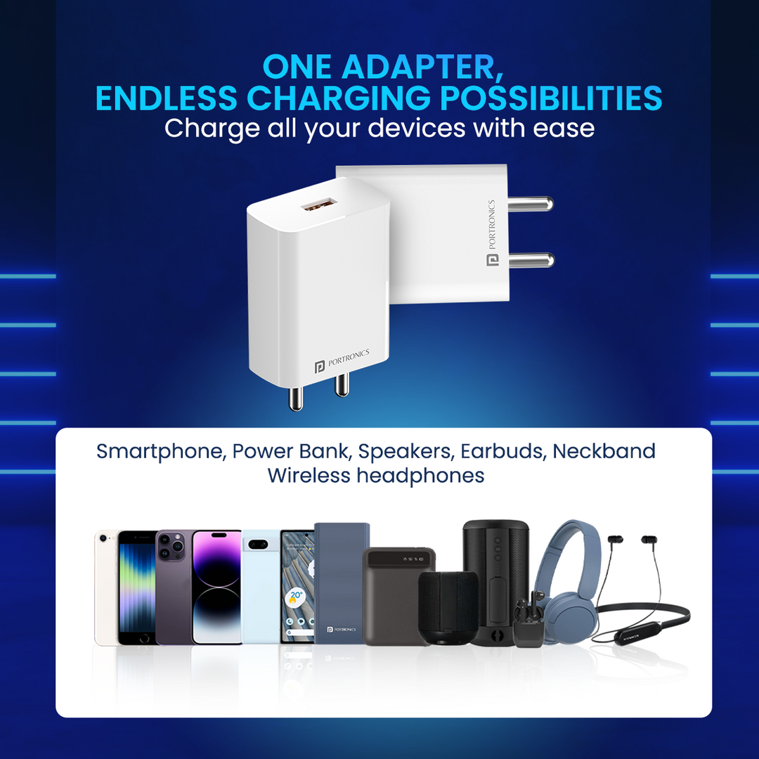 Buy Portronics Adapto One Pro 18w USB Port Charger With Type-C