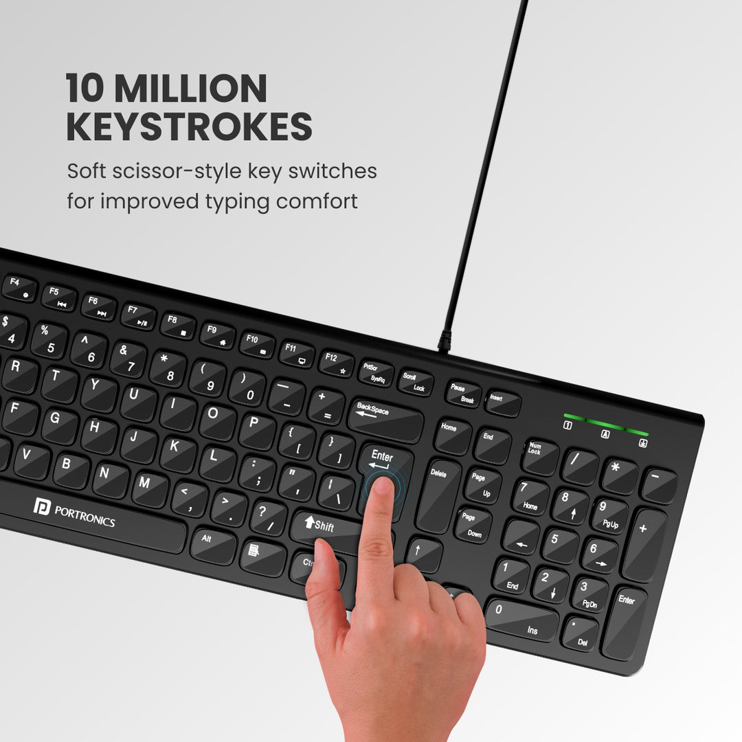 Portronics Ki-Pad 2 – Wired Keyboard with Num Pad and Long USB Cable