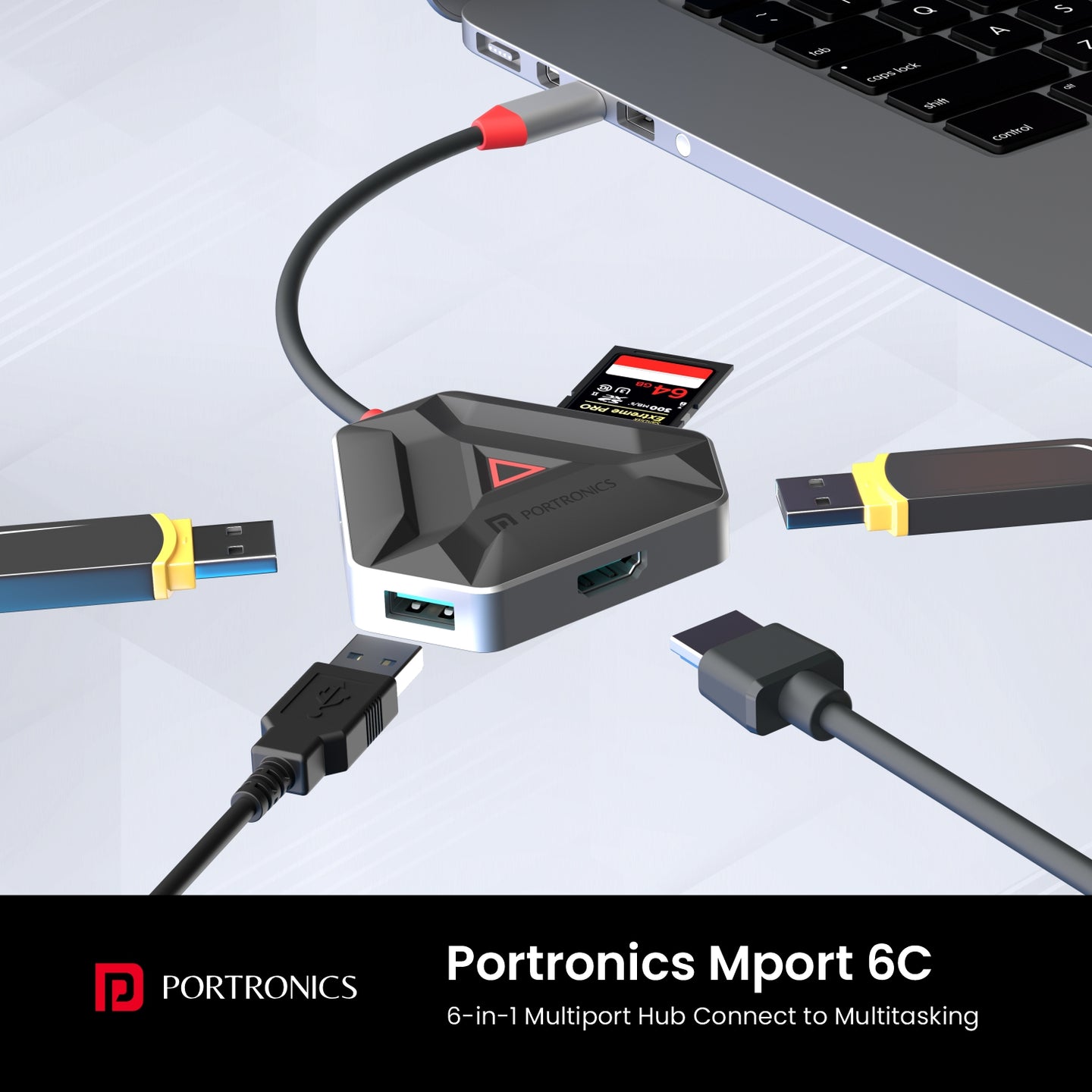 Buy Portronics Mport 6C USB Hub With 6 in 1 Multiport Hub