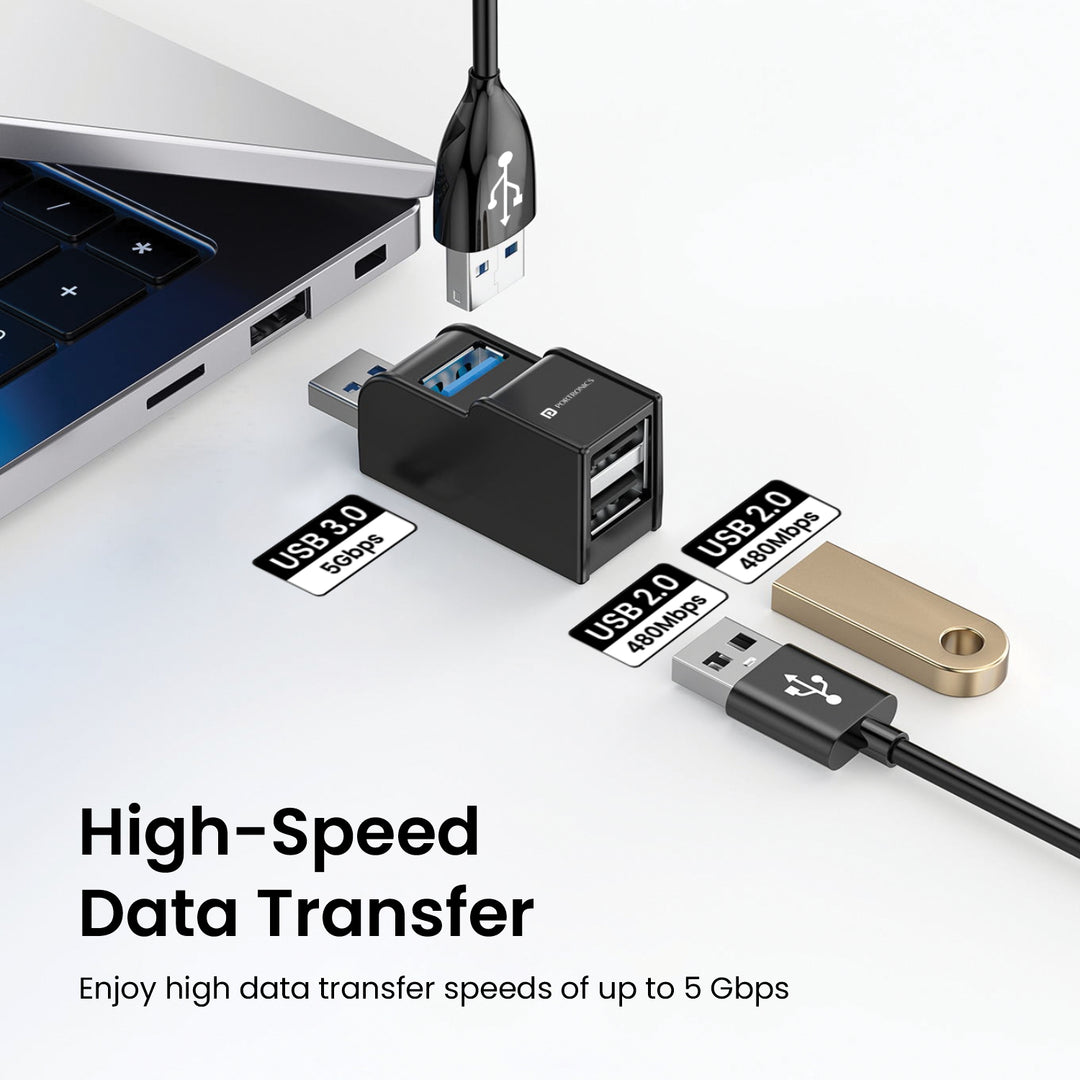 Buy Portronics Mport 3A 3 in 1 USB Hub For Fast Data Transfer
