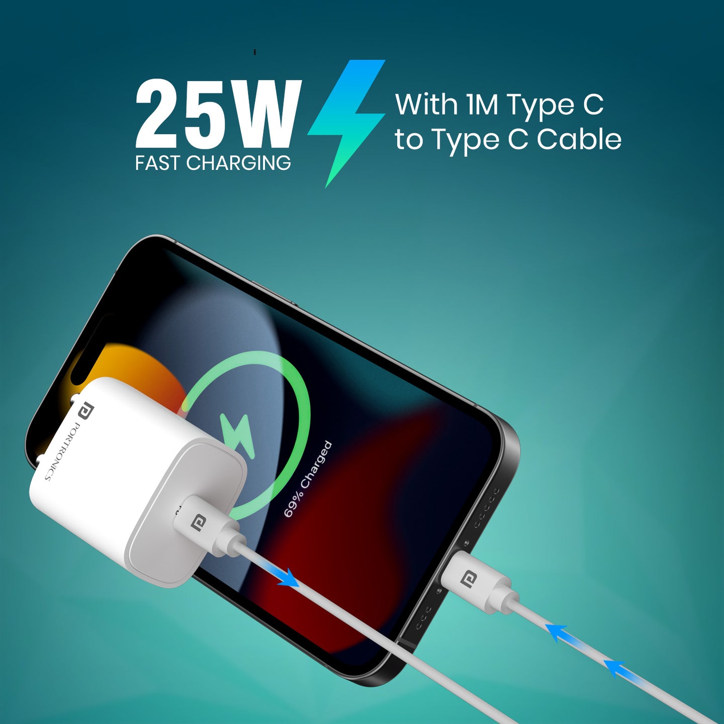 Shop Portronics Adapto 25 Plus 25w Power Adapter for Phone