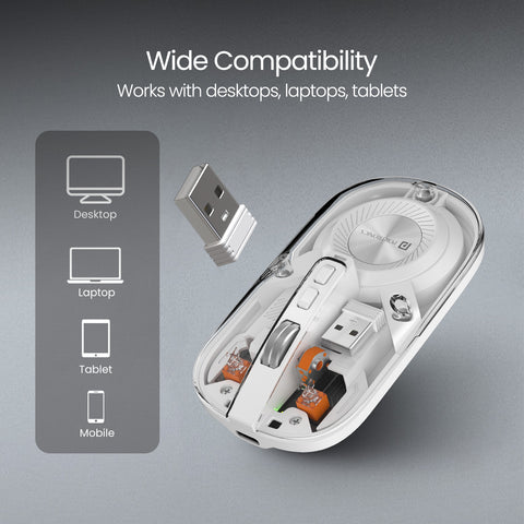Portronics Toad 8 Transparent Rechargeable Bluetooth Mouse