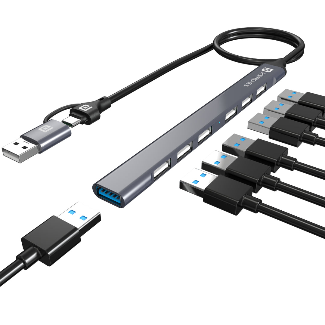 Buy Potronics Mport 7 Type C USB hub with 7 USB ports for PC or Laptop ...
