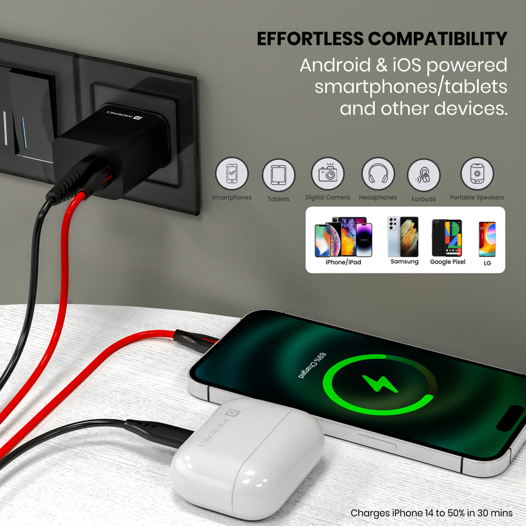 Buy Portronics Adapto 20B| 20W Fast Charger With Dual Ports