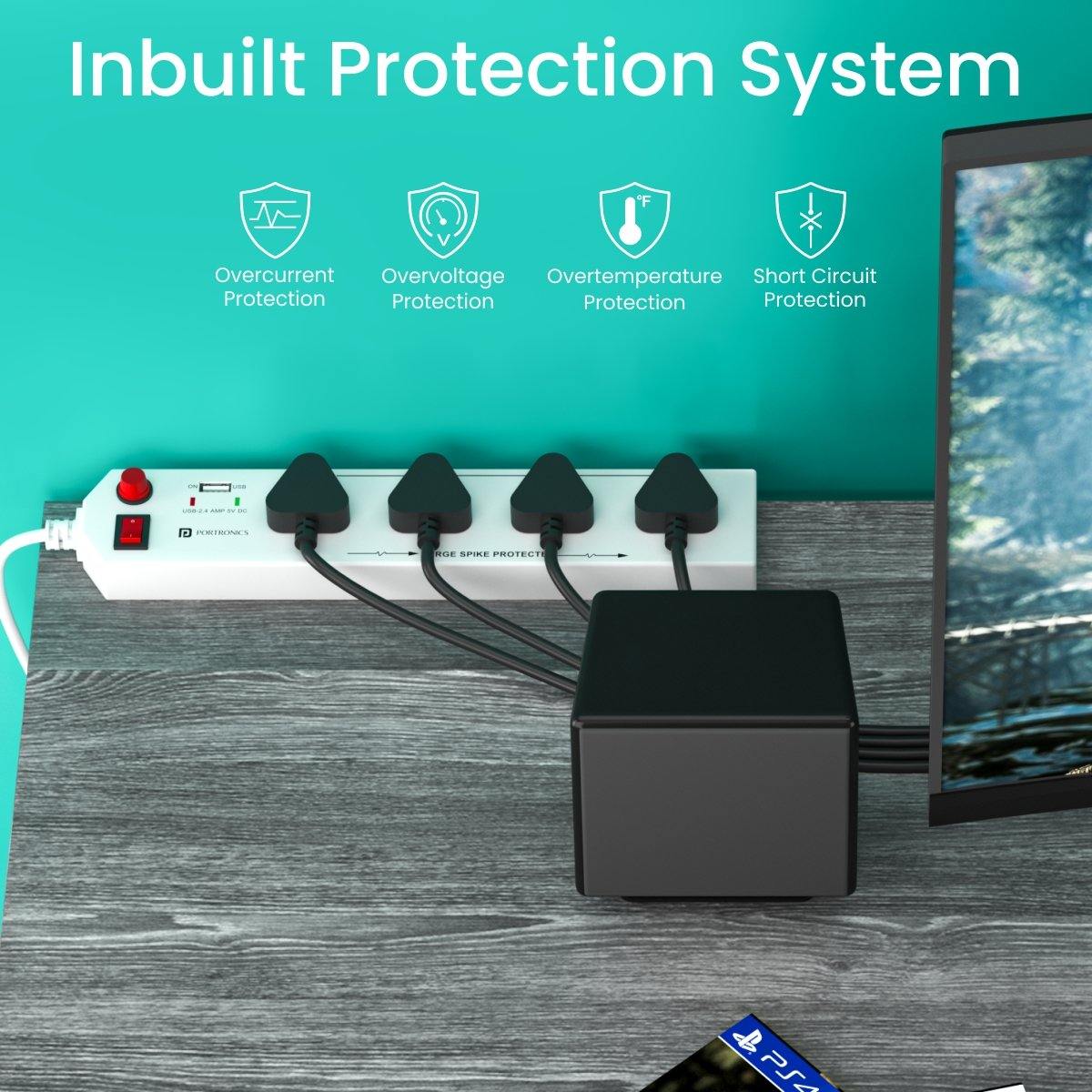 Portronics Power Plate 4 Extension Board with 4Sockets & USB